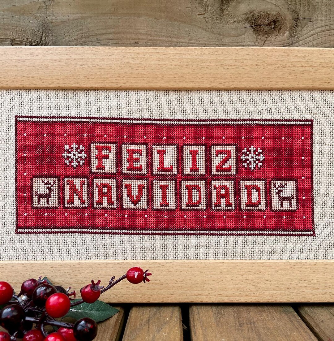 Feliz Navidad Spanish Cross Stitch Pattern: Christmas Blocks (PDF ...