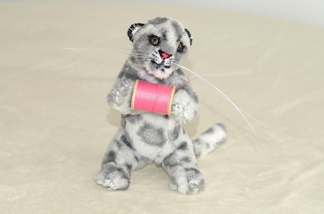 Handmade Snow Leopard, Plush Wild Cat, Miniature Snow Leopard Toy ...