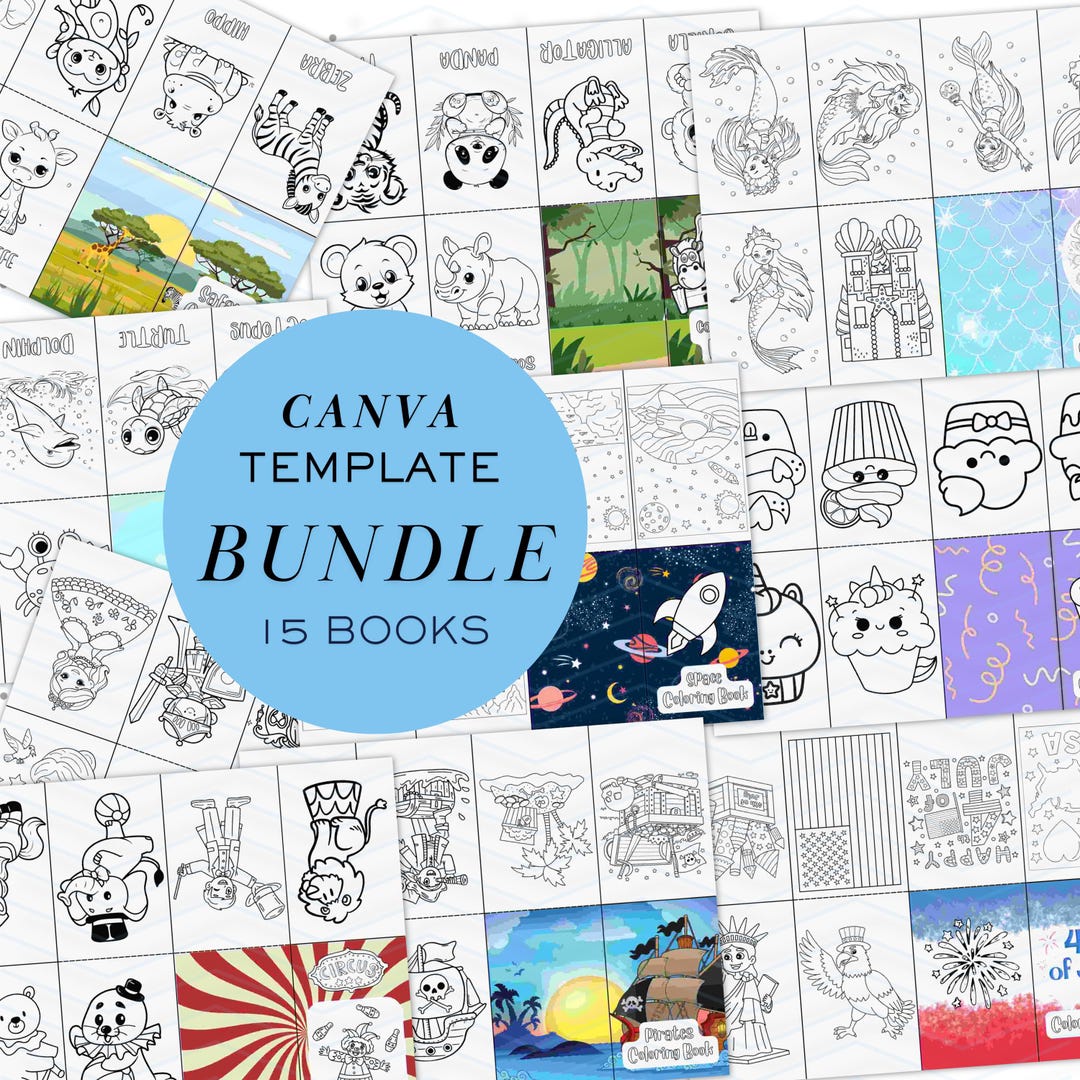 Mini Book Bundle Coloring Pages Printable Kawaii Party Favors Classroom ...