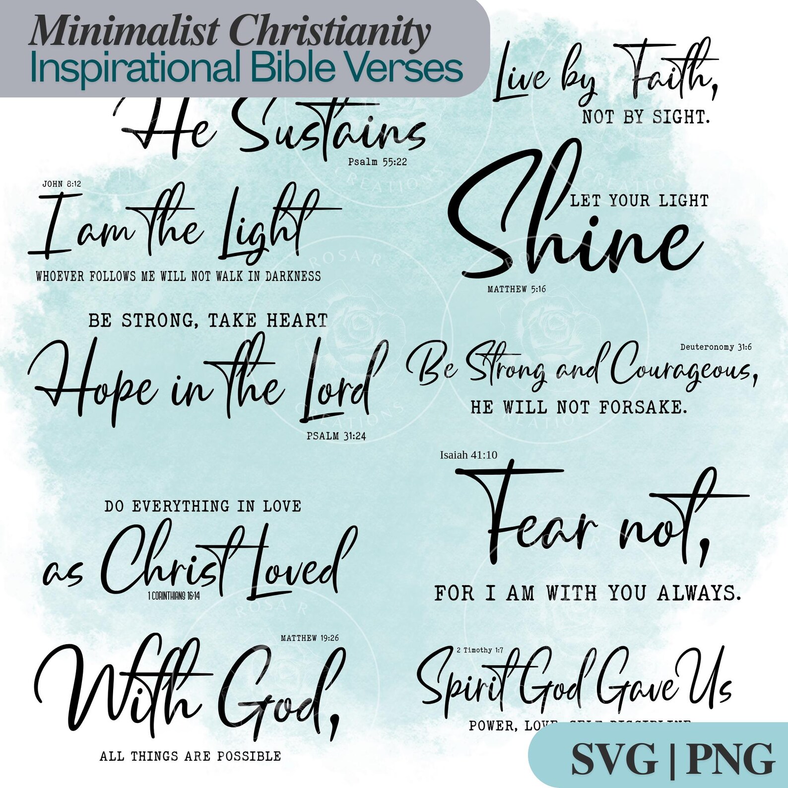 Minimal Christian Quote SVG PNG INSPIRATIONAL Bundle for Minimal ...