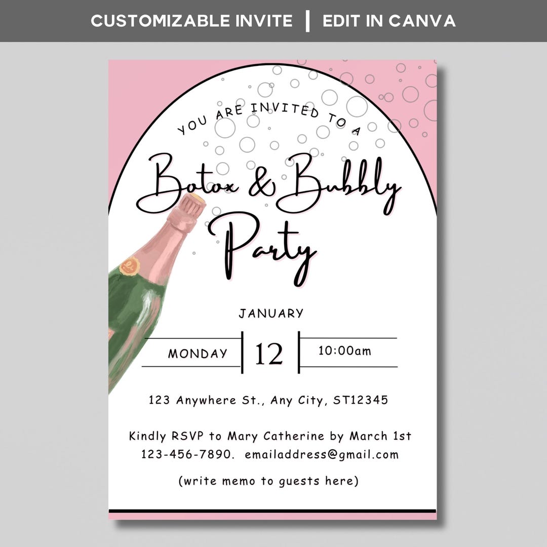 Botox Party Customizable Invitation, Printable - Etsy