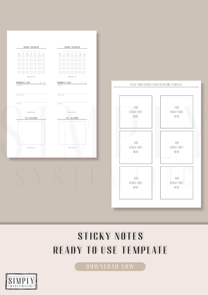 Printable Sticky Notes, Goals Oriented, Template Included, Editable PDF ...