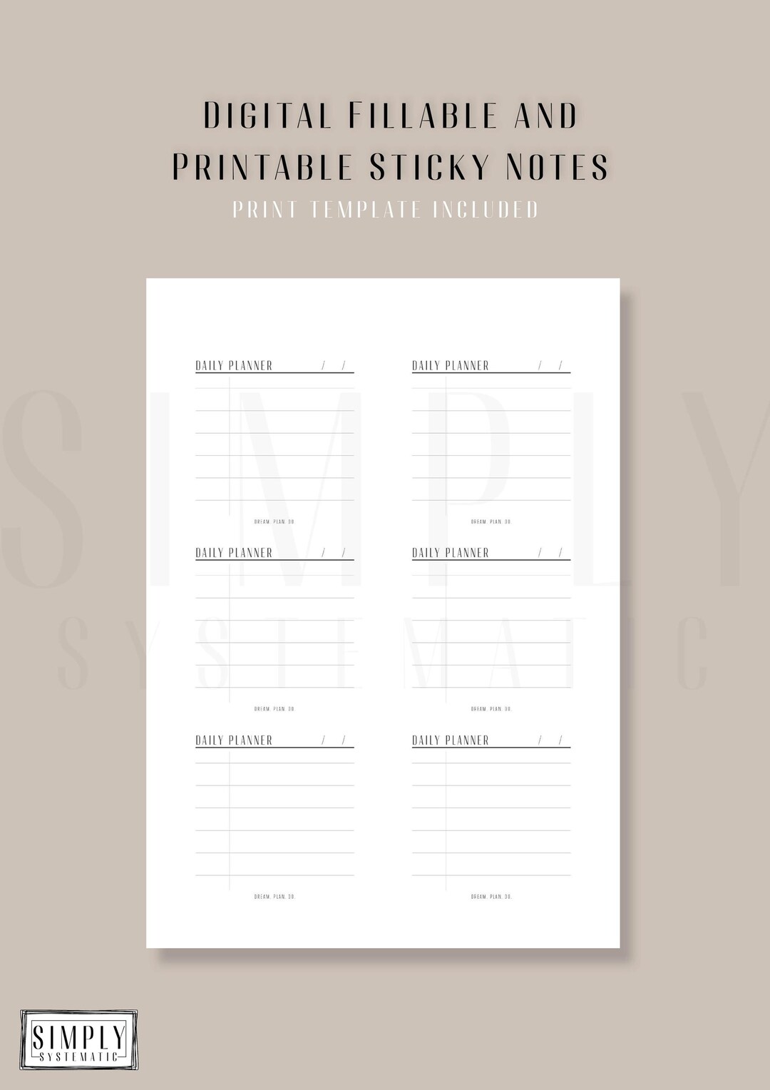 Printable Sticky Notes, Daily Planner, Template Included, Editable PDF ...