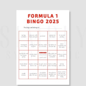 Formula 1 Bingo 2025 – Digital Download | F1 Race Bingo Game | A4, A5 ...