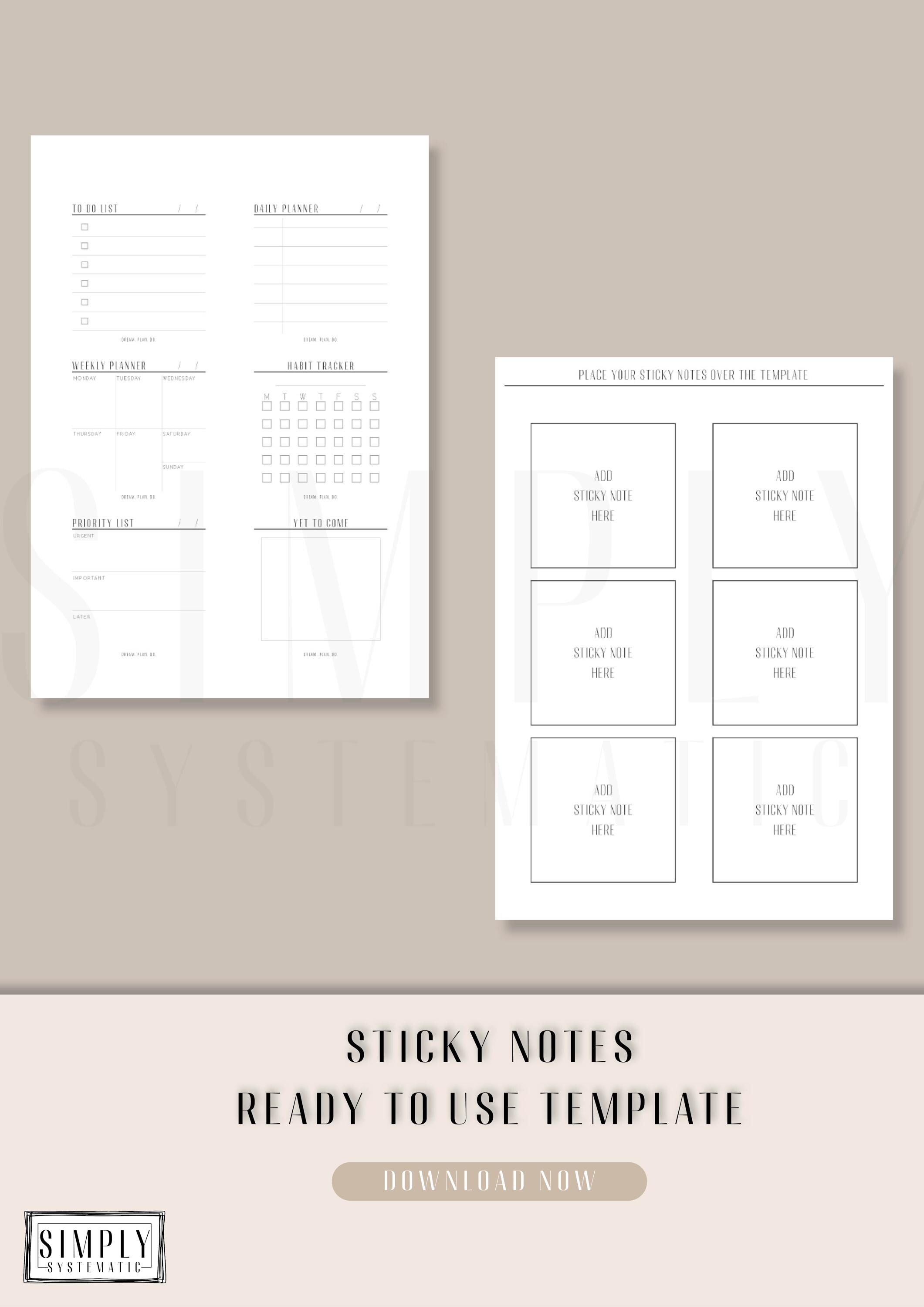 Printable Sticky Notes, Printable Planner Cards - 6 Designs ...