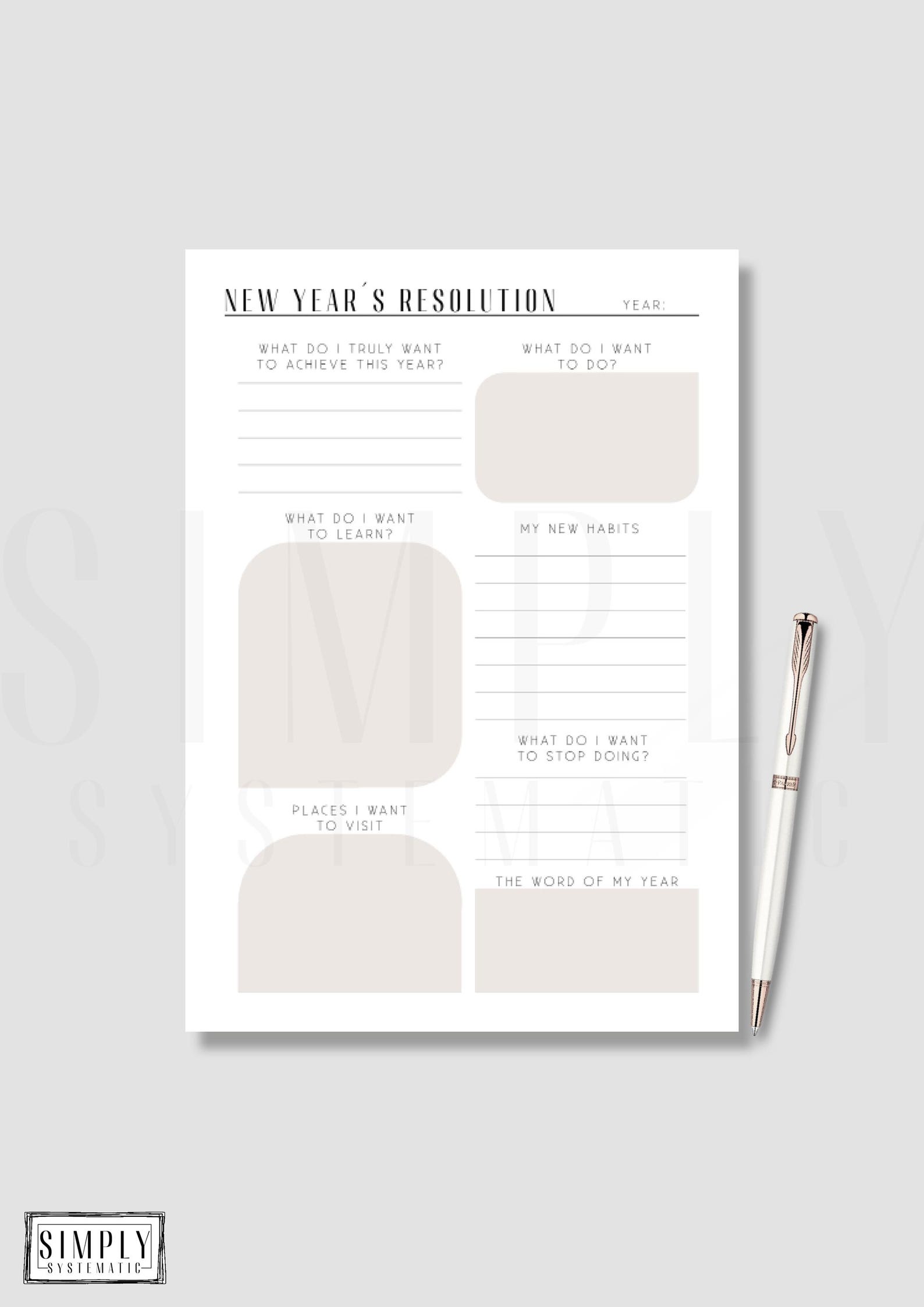 2025 Resolutions Printable Minimalist New Year Resolution Card ...
