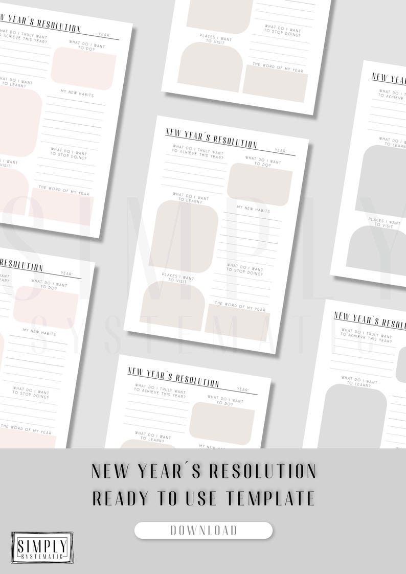 2025 Resolutions Printable Minimalist New Year Resolution Card ...