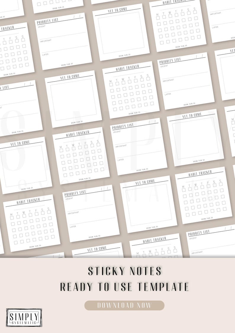Printable Sticky Notes, Goals Oriented, Template Included, Editable PDF ...