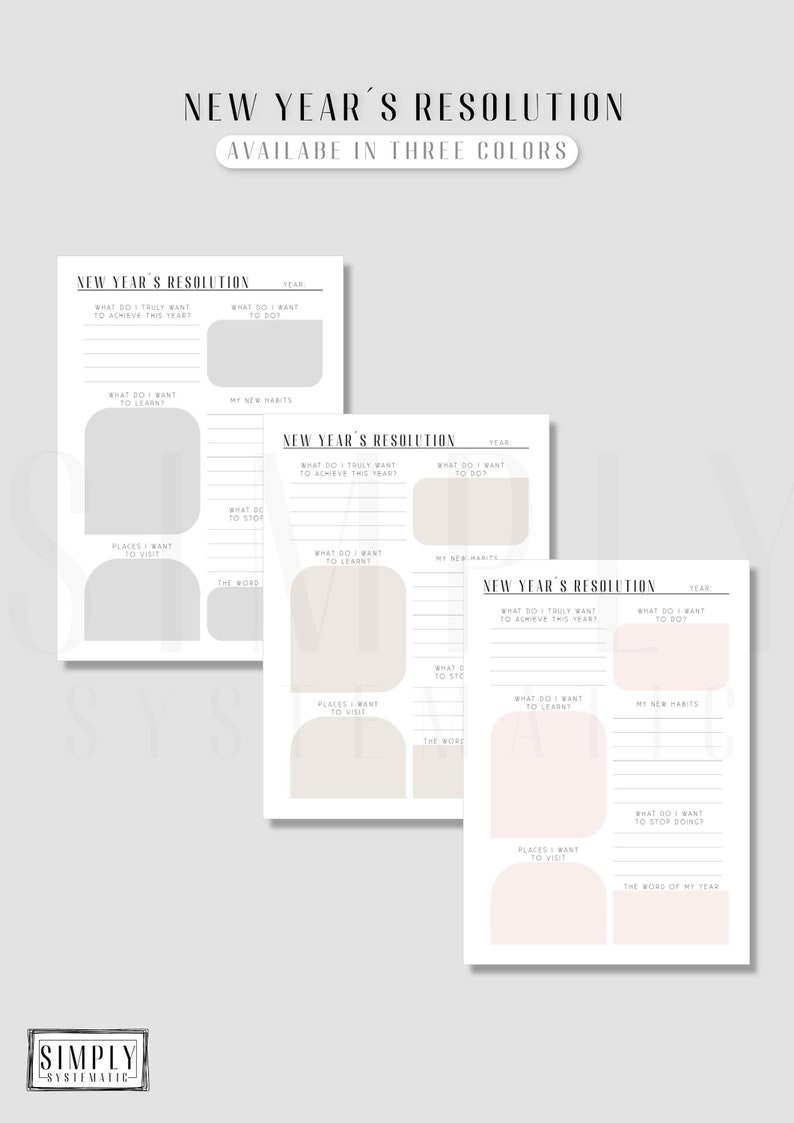 2025 Resolutions Printable Minimalist New Year Resolution Card ...