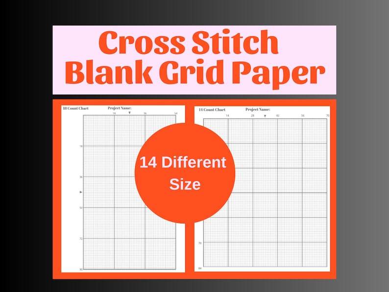 Planner Cross Stitch, Cross Stitch Graph Paper PDF, 14 SIZES , Cross ...