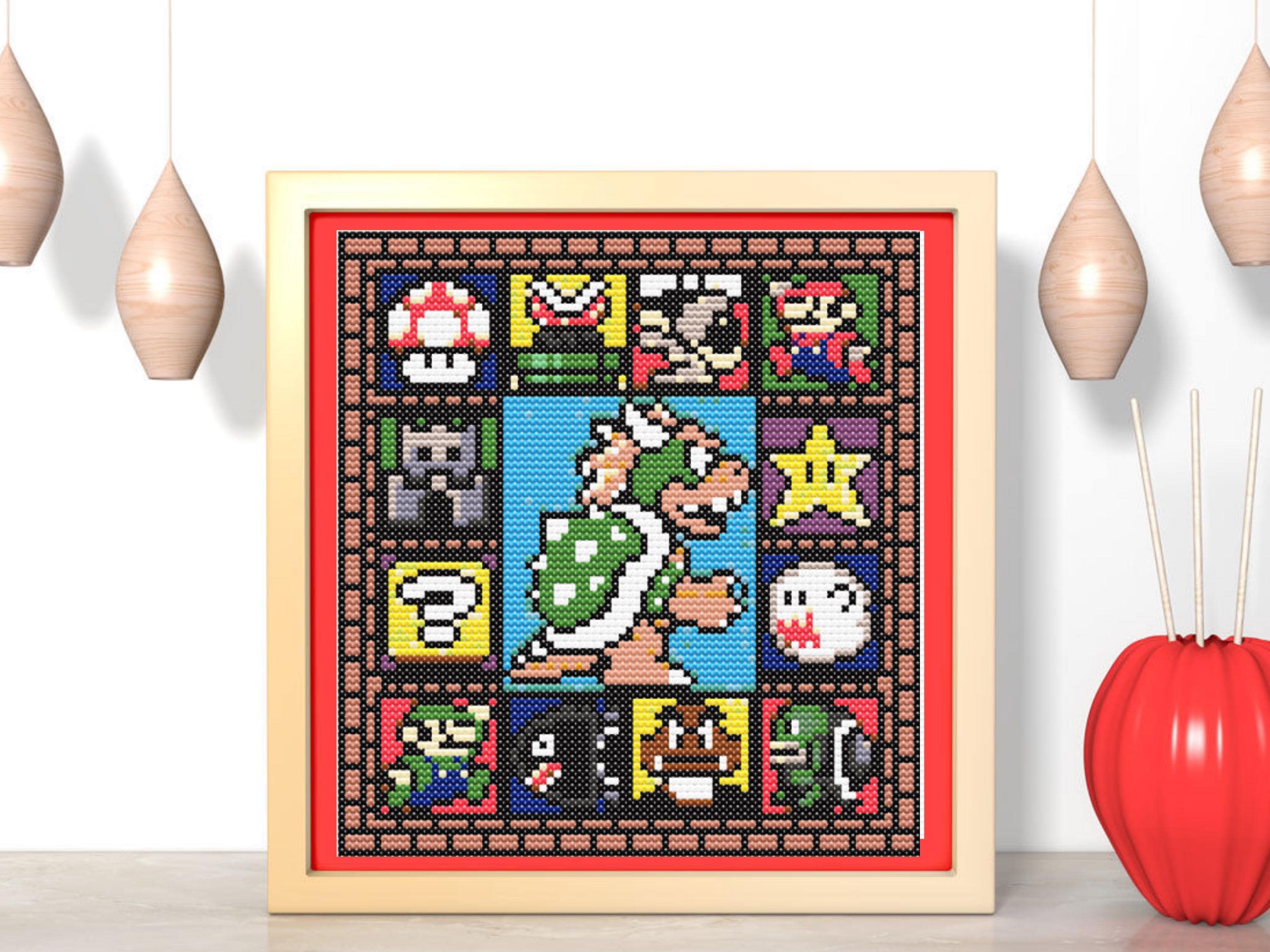 Mario Cross Stitch Pattern, Pat, Peach, Bowser, Toad, Donkey, Yoshi ...
