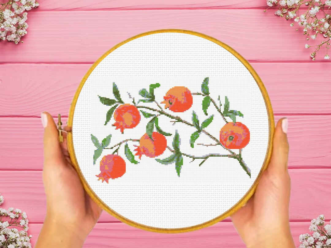 Pomegranate Tree Cross Stitch Pattern Fruit Tree Cross Stitch Pattern ...