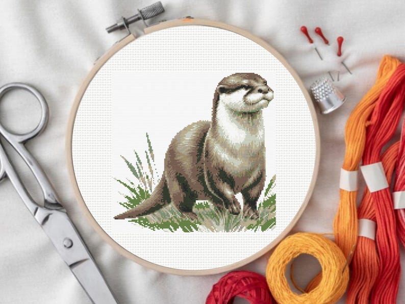 Otter Cross Stitch Pattern, Instant Download - Etsy