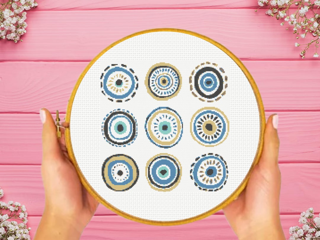 Evil Eye Cross Stitch Pattern | Nazar Cross Stitch Pattern, Home Bless ...