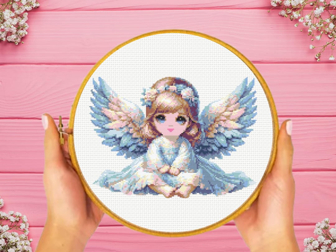 Baby Angel Cross Stitch Pattern , Cute Baby Cross Stitch Pattern ...