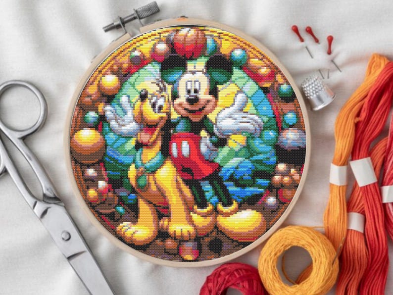 Mickey Mouse Cross Stitch Pattern , Set of 2 Mickey Cross Stitch ...