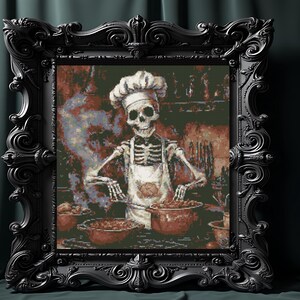 Skeleton Chef Cross Stitch Pattern , Skeleton Embroidery, Instant Pdf ...