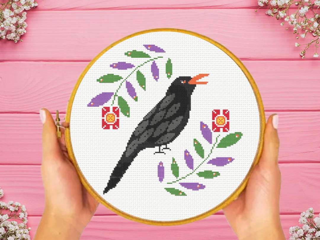 Raven Cross Stitch Pattern, Instant Download - Etsy