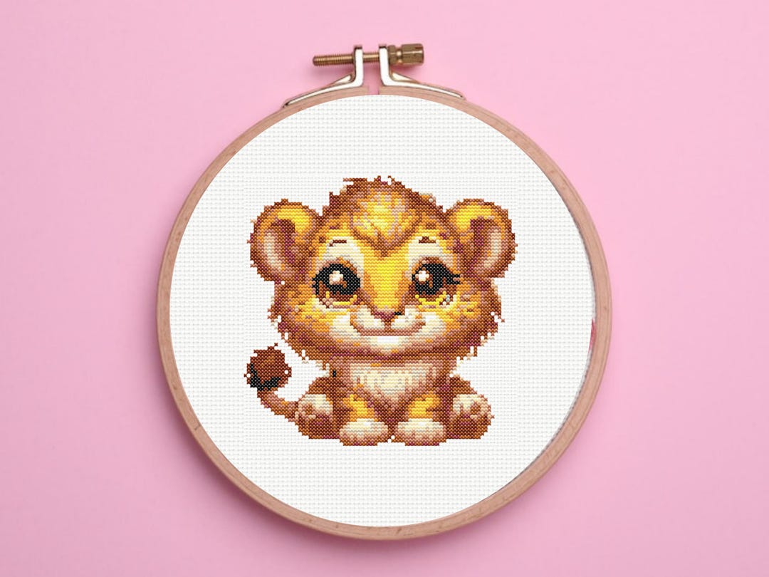 Baby Lion Cross Stitch Pattern , Cute Lion Cross Stitch Pattern ...