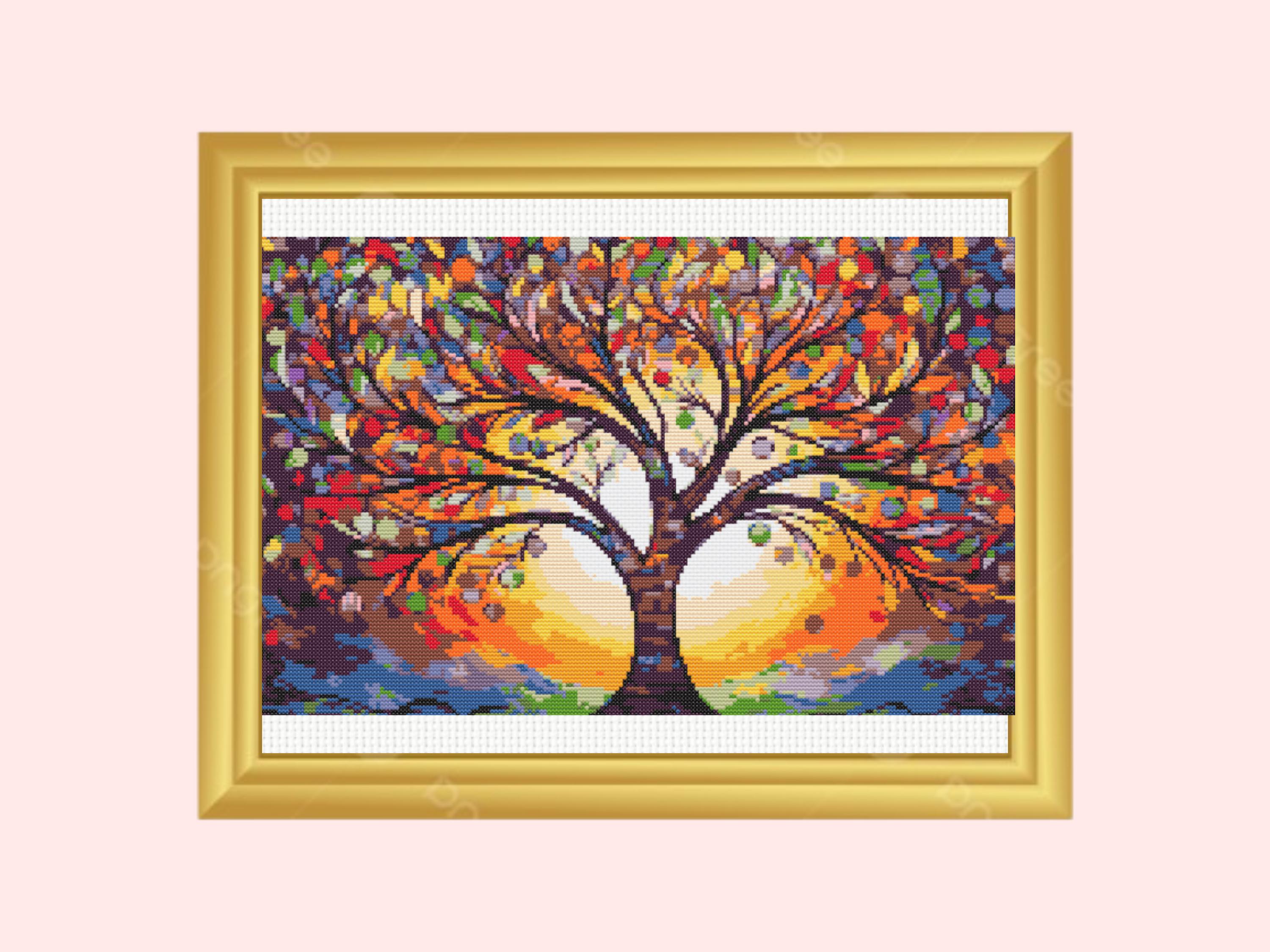 Tree Cross Stitch Pattern | Tree of Life Cross Stitch Pattern, Rainbow ...