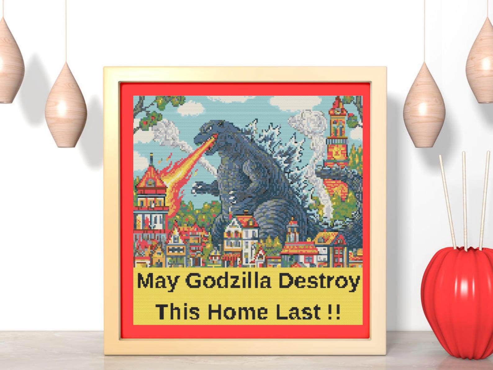 Godzilla Cross Stitch Pattern , May Godzilla Destroy This House Last ...