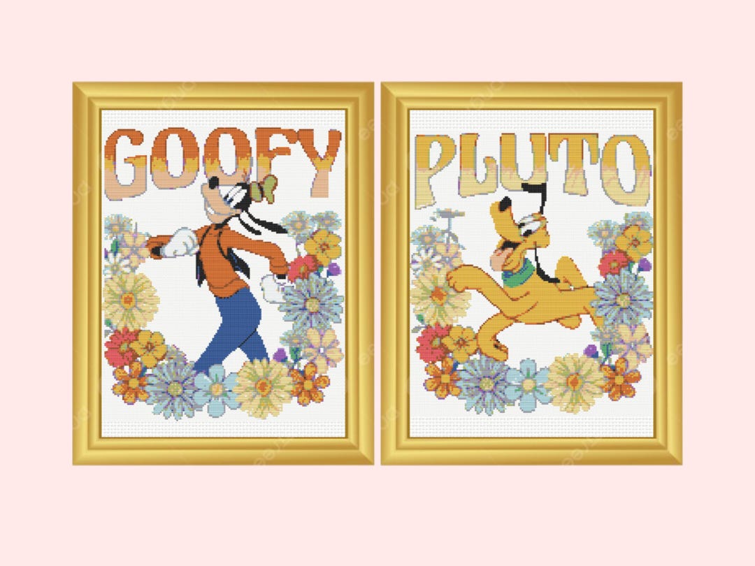 Goofy and Pluto Cross Stitch Pattern - Set of 2 Dog Cross Stitch ...