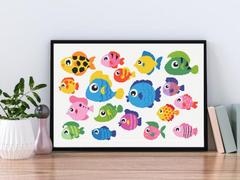 Tropical Fish Cross Stitch Pattern , Aquarium Fishes Cross Stitch ...