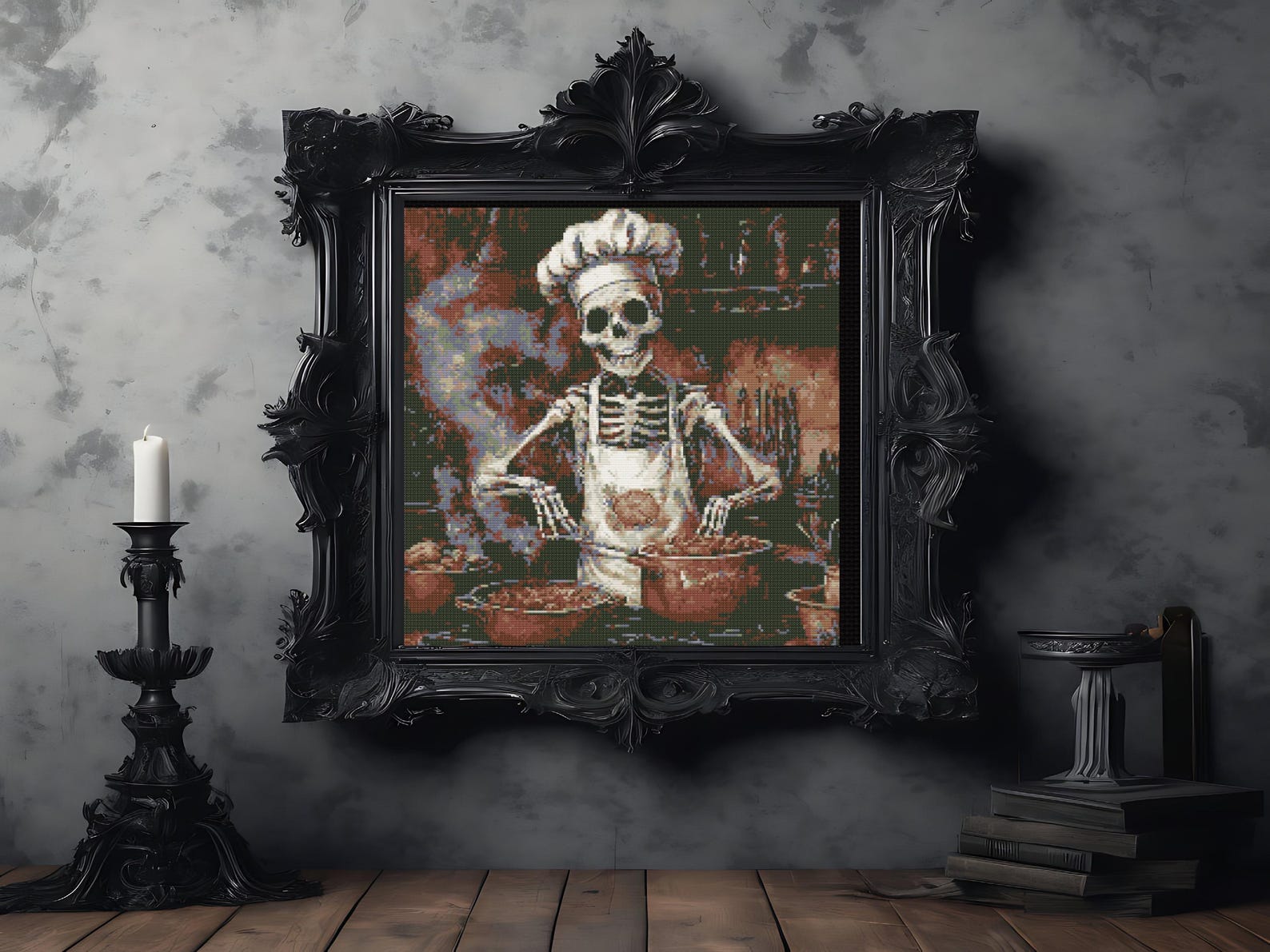 Skeleton Chef Cross Stitch Pattern , Skeleton Embroidery, Instant Pdf ...
