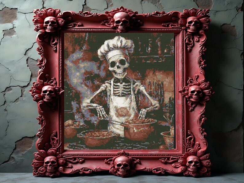Skeleton Chef Cross Stitch Pattern , Skeleton Embroidery, Instant Pdf ...