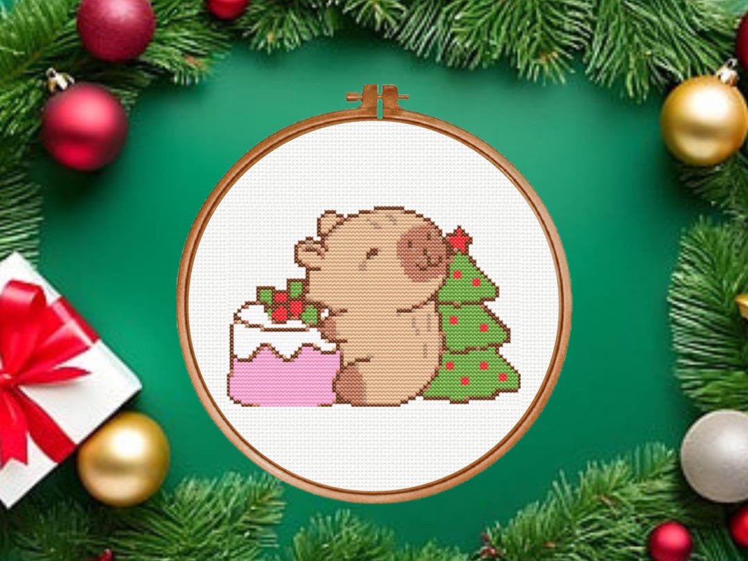 Christmas Capybara Cross Stitch Pattern, Instant Download - Etsy