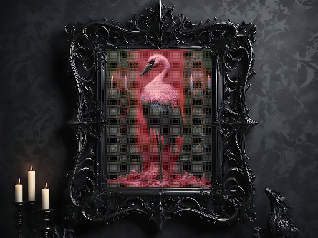 Gothic Flamingo Cross Stitch Pattern , Flamingo Embroidery, Instant Pdf ...
