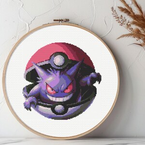 Gengar Cross Stitch Pattern , Pokeball Cross Stitch Pattern, Pokemon ...