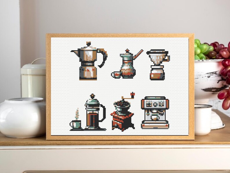 Coffee Cross Stitch Patterns, Coffee Makers Cross Stitch Pattern, Instant Download - Etsy