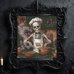 Skeleton Chef Cross Stitch Pattern , Skeleton Embroidery, Instant Pdf ...