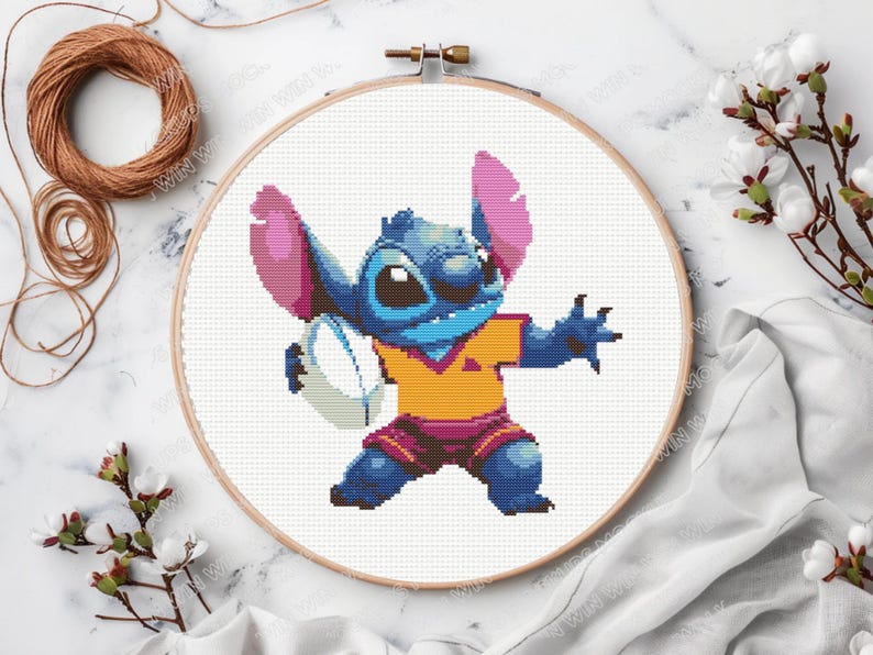 Stitch Cross Stitch Pattern, Rugby Cross Stitch Pattern, Instant ...