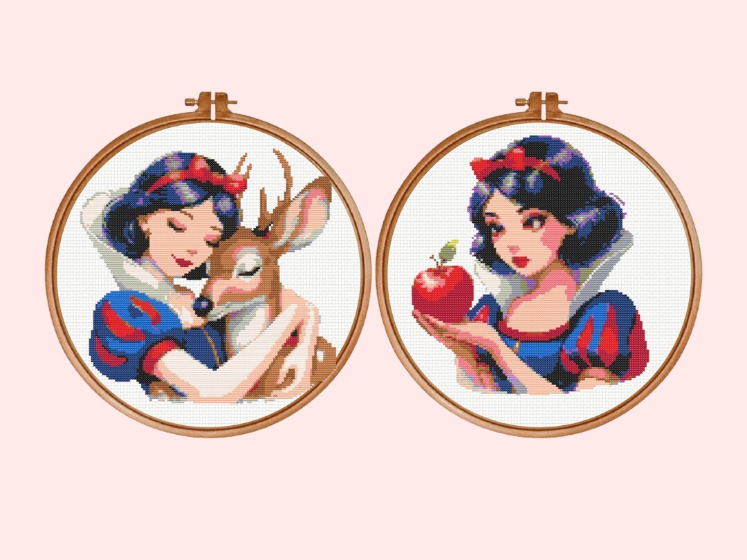 Snow White Cross Stitch Pattern, Set of 2 Princess Cross Stitch ...