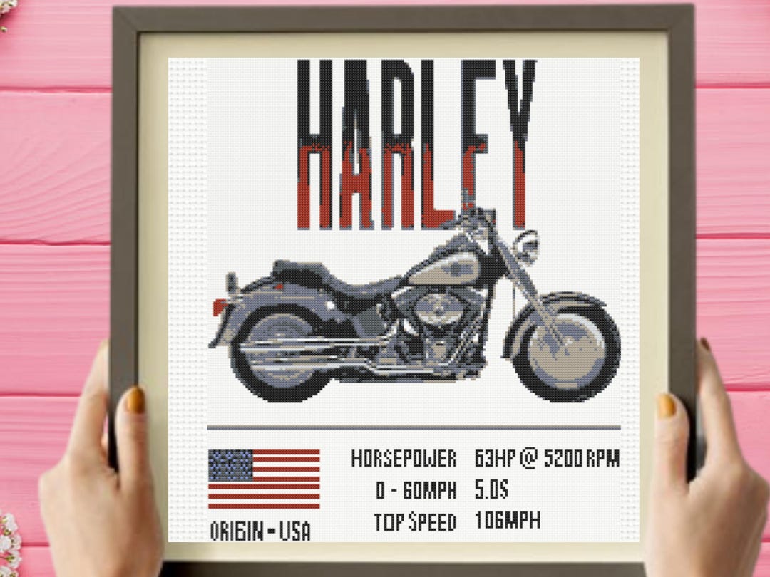 Harley Davidson Cross Stitch Pattern | Motorcycle Cross Stitch Pattern ...