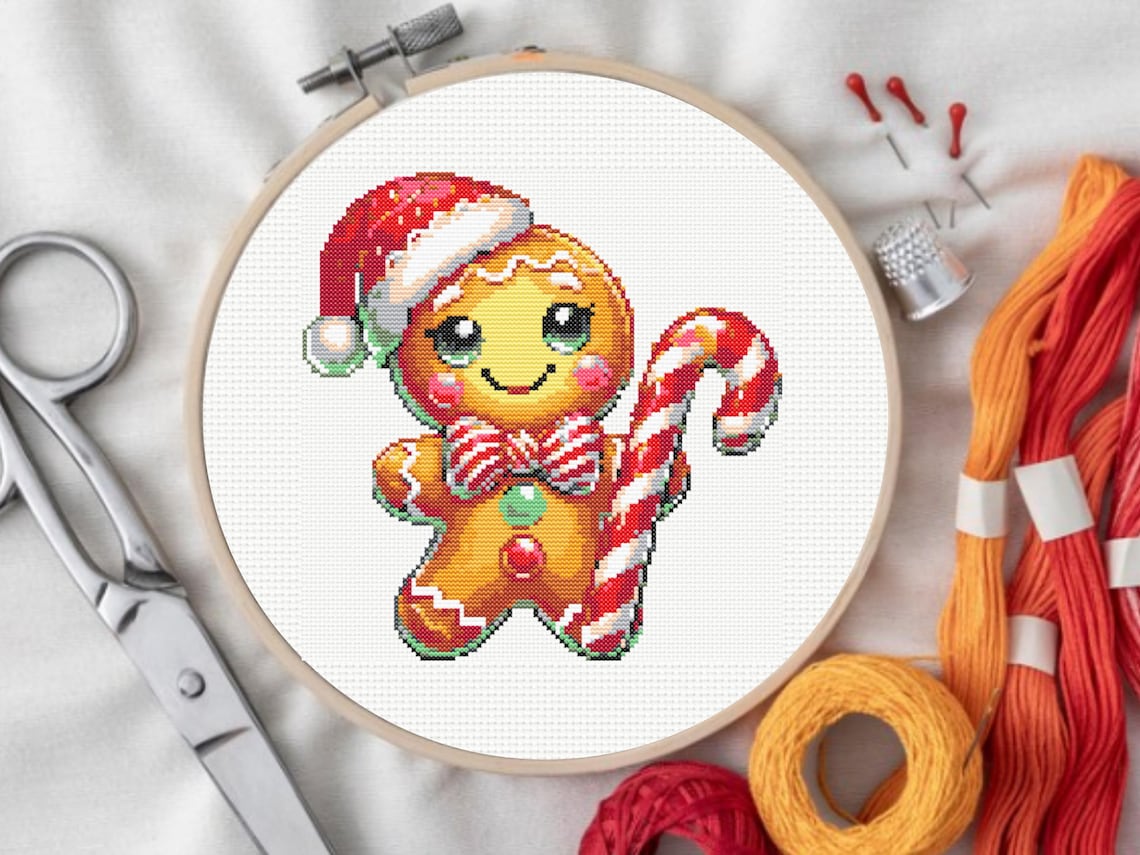 Cute Gingerbread Man Christmas Cross Stitch Pattern (digital Download ...