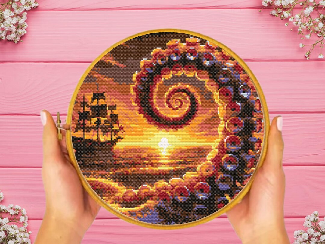 Kraken Cross Stitch Pattern , Sail Cross Stitch Pattern, Instant Pdf ...