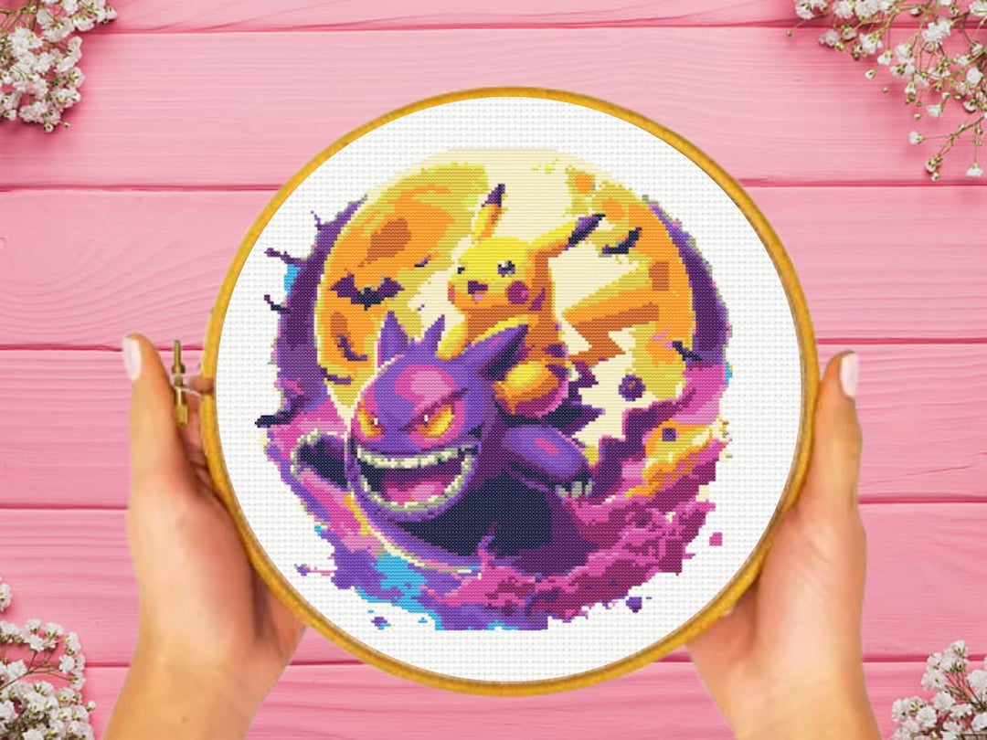 Pokemon Cross Stitch Pattern, Gengar and Pikachu, Cross Stitch Pattern ...