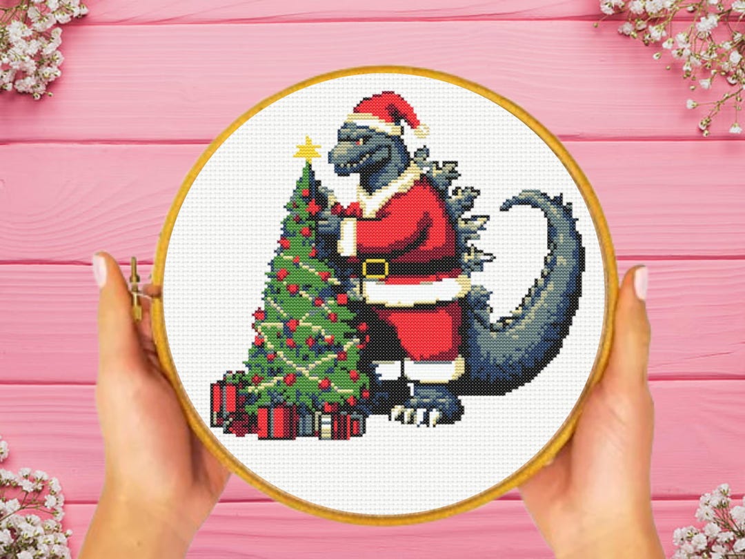 Godzilla Cross Stitch Pattern , Christmas Tree Cross Stitch Pattern ...