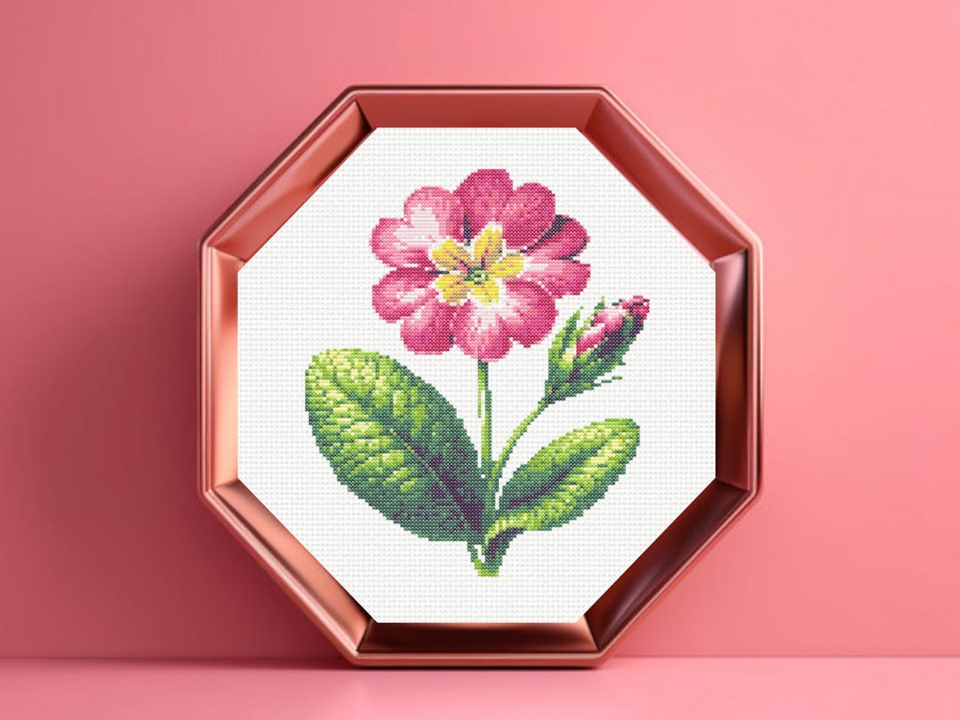 Primrose Cross Stitch Pattern, Flower Cross Stitch Pattern, Modern ...
