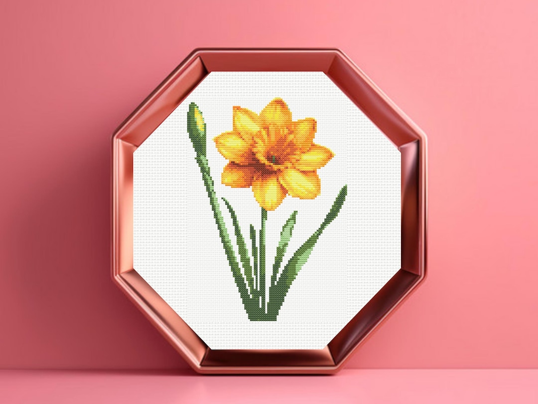 Daffodil Cross Stitch Pattern, Flower Cross Stitch Pattern, Modern ...