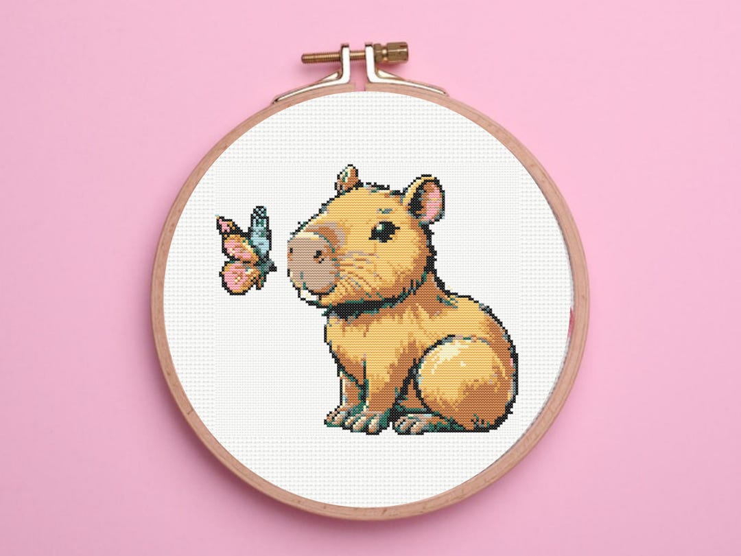 Capybara Cross Stitch Pattern, Butterfly Cross Sitch Pattern, Instant ...