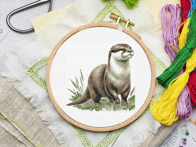 Otter Cross Stitch Pattern, Instant Download - Etsy