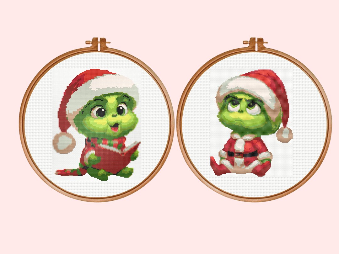 Baby Grinch Cross Stitch Pattern, Set of 2 Grinch Cross Stitch Patterns ...