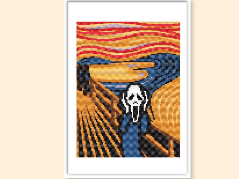 Scream Cross Stitch Pattern, Funny Art Cross Stitch Pattern, Instant ...