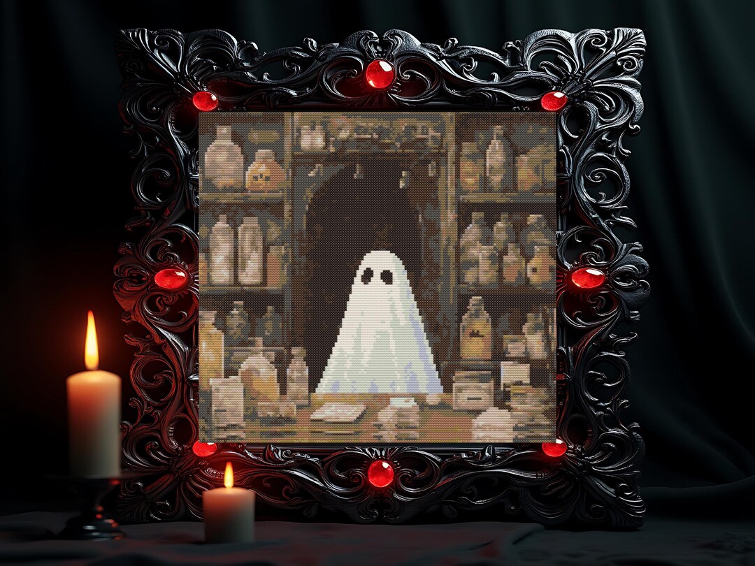 Ghost in the Pharmacy Cross Stitch Pattern , Ghost Embroidery, Instant ...