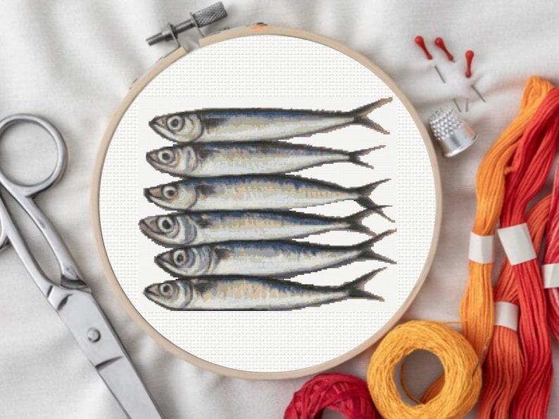 Sardines Cross Stitch Pattern, Instant Download - Etsy