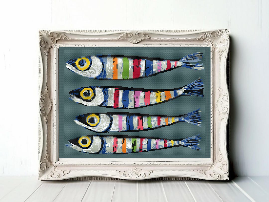 Sardines Cross Stitch Pattern, Fish Tin Cross Stitch Pattern, Instant ...